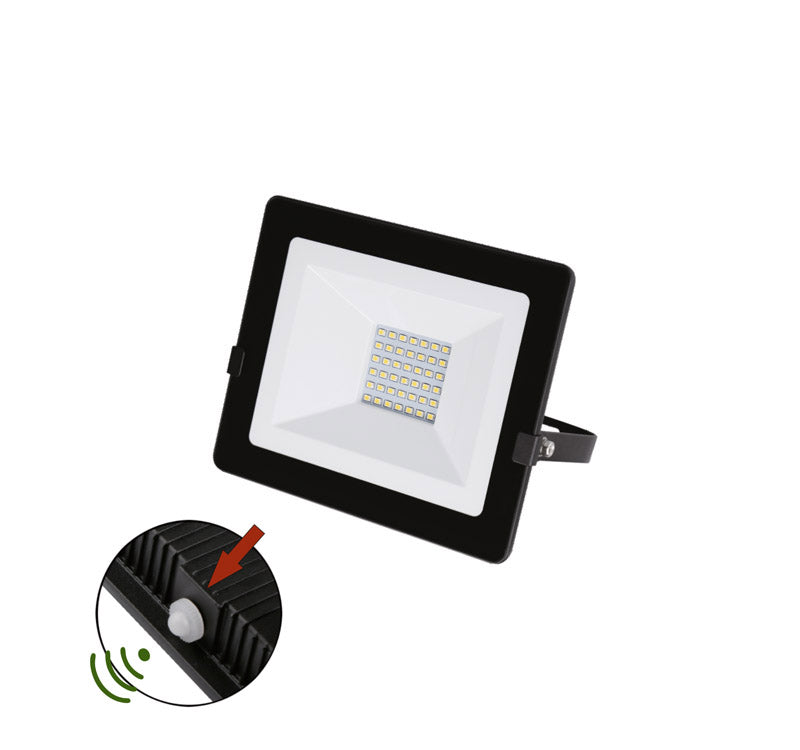 Proiector LED, SMD, cu fotocelula, 30W, 230V, lumina alba, IP65, negru ...