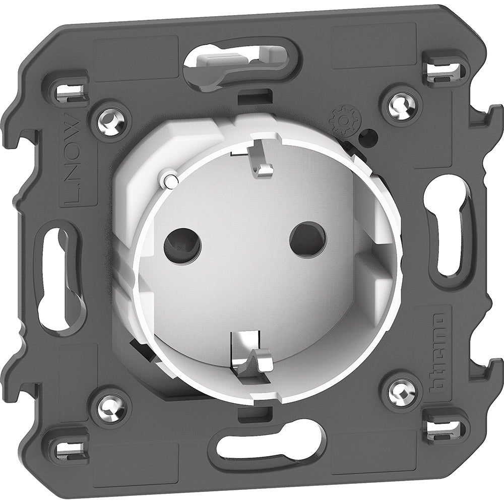 Priza simpla conectata, 2 module, cu contact de protectie 2P+T, 16A ...